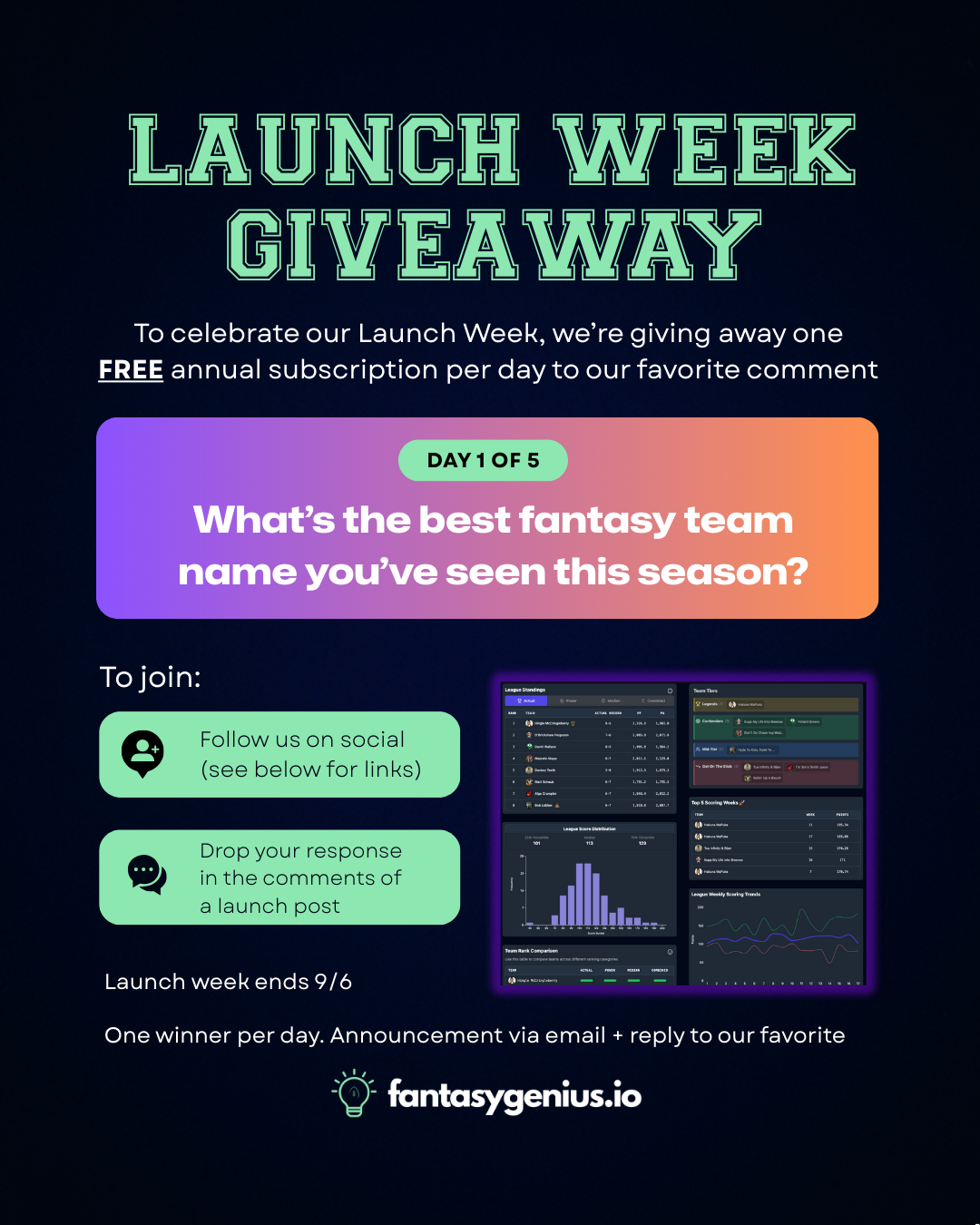 Launch Week: Day 1 | Draft Recaps Now Available! | Fantasy Genius | Fantasy Genius